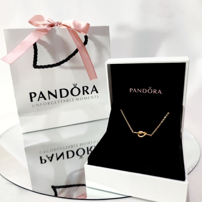 Pandora Promise Knot Gold Necklace | Shopee Philippines