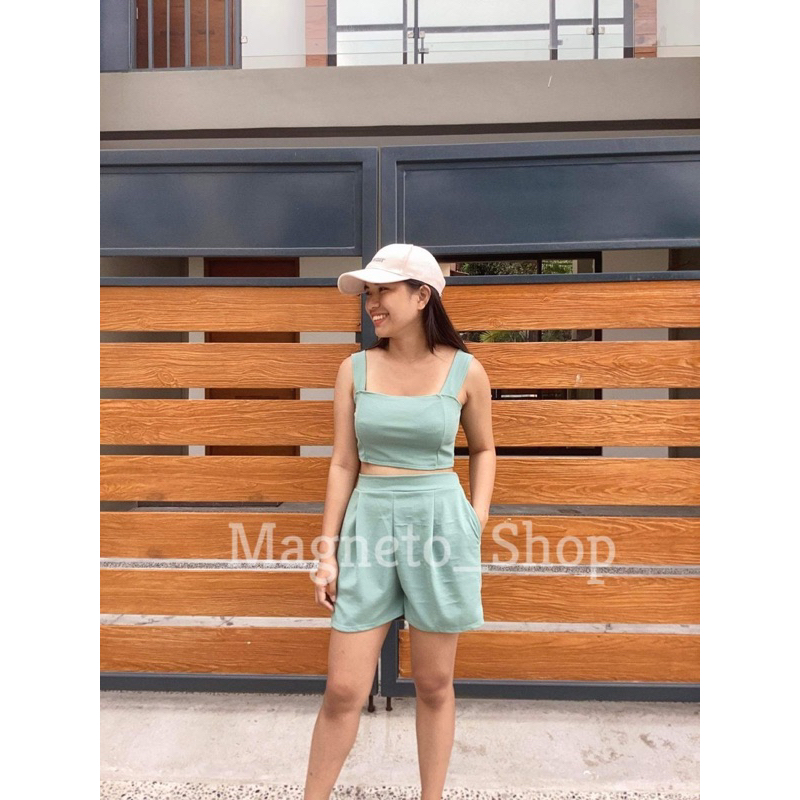 Terno Sleeveless Crop Top and Short Coordinates For Womens | Shopee ...