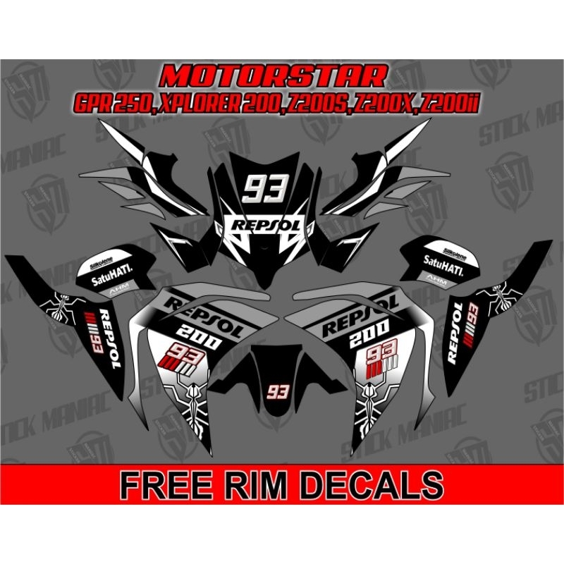 Motorstar GPR 250, Z200s, z200ii, xplorer, z200 full body decals ...
