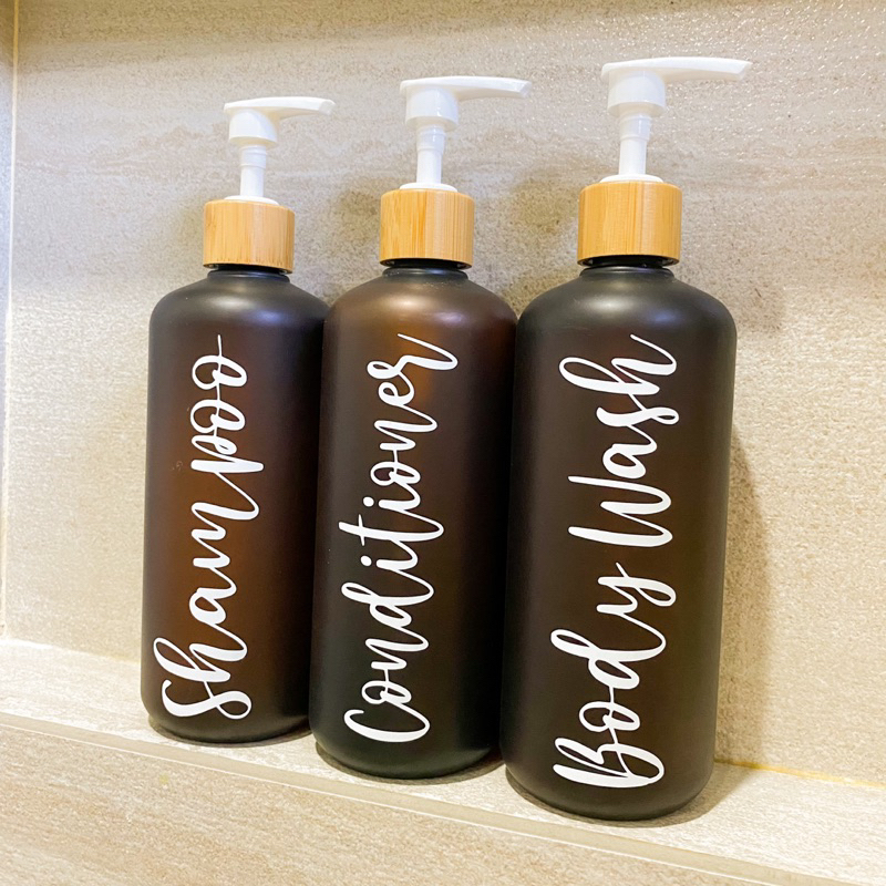 HLM REFILLABLE AMBER PUMP BOTTLE 500mL with BAMBOO PUMP LID | Shopee ...