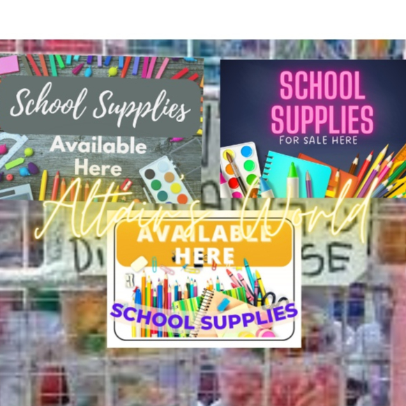 AESTHETIC SIGNAGE: School Supplies for sale / Available Here Laminated ...