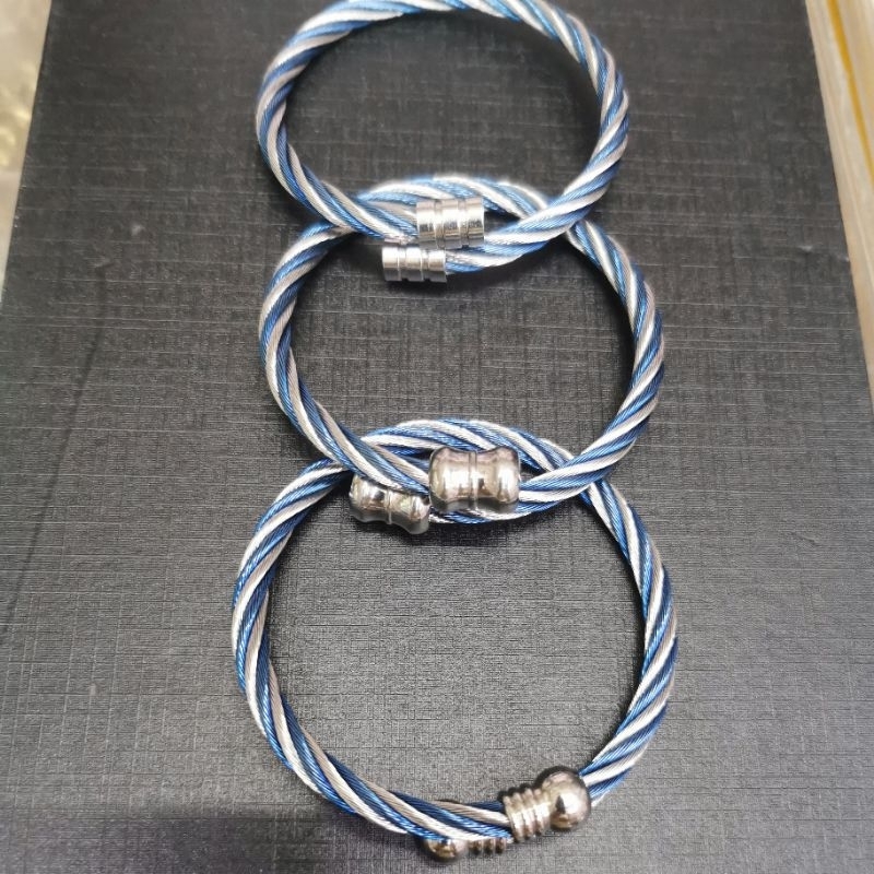 (blue/silver) stainless bangles high quality non tarish unisex bangles ...