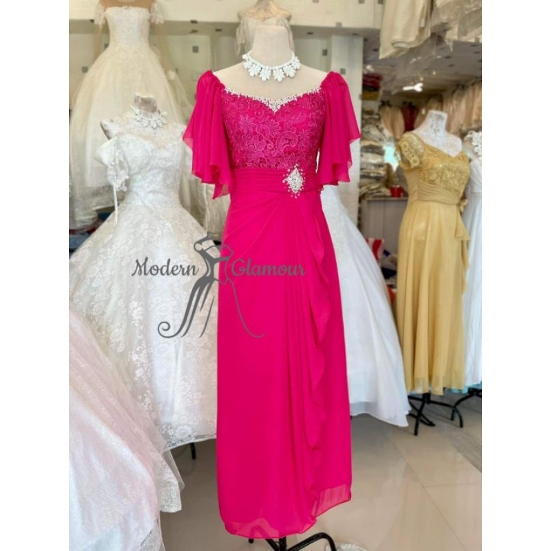 Fuschia Pink and Blush Pink Mother Dress Ninang Gown Principal Sponsor Gown | Shopee Philippines