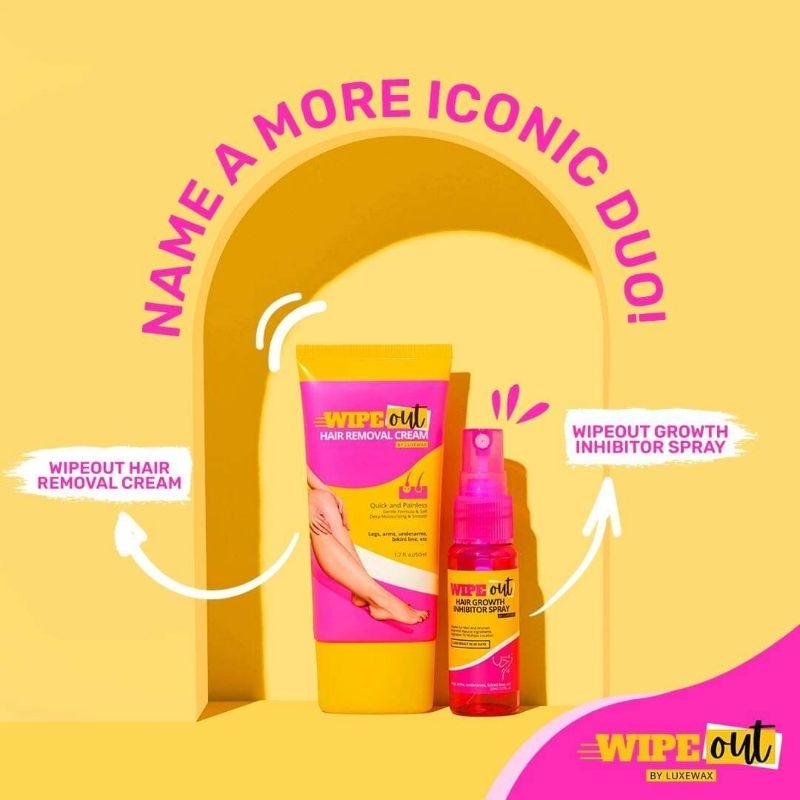 WIPEOUT BY LUXEWAX (HAIR REMOVAL CREAM / HAIR GROWTH INHIBITOR SPRAY ...