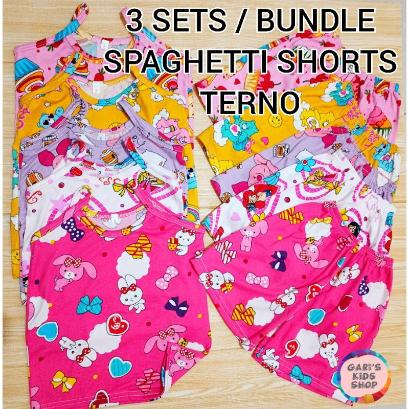 3 SETS BUNDLE KIDS SPAGHETTI SHORTS TERNO | Shopee Philippines