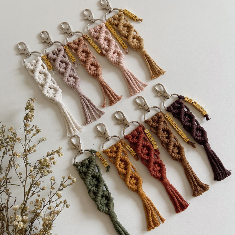 (15colors)Personalized Macrame Keychain,Name Keychain,Boho keychain,For ...