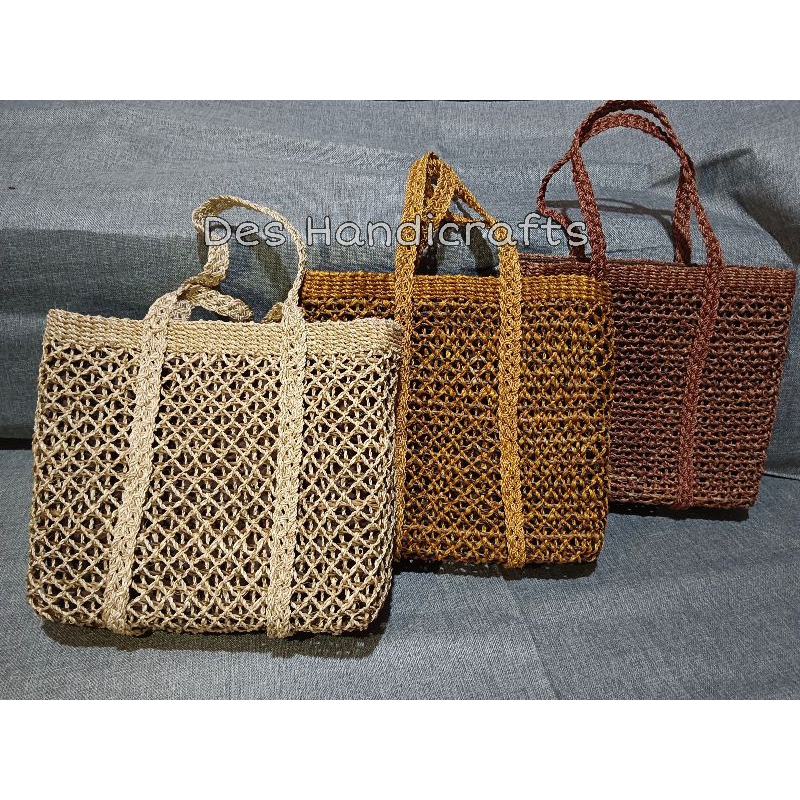 Native Boho Bag | Abaca Hand Bag | Eyelet Beach Bag with lining and ...