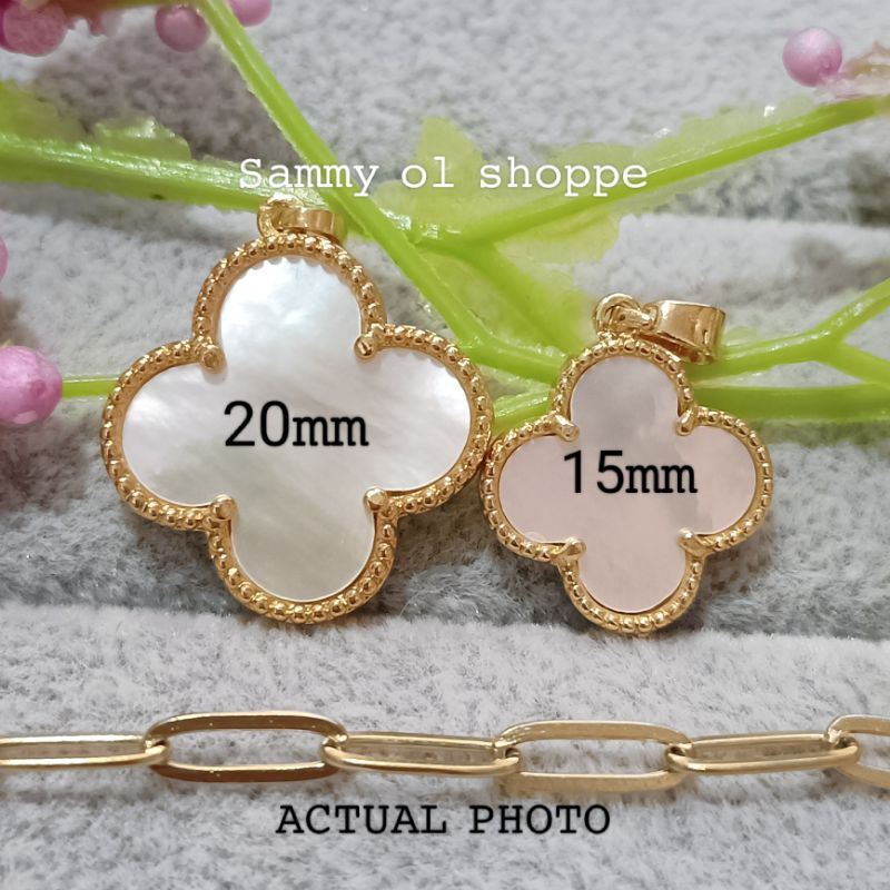 SOS 20mm/15m Clover fourleaf PENDANT/NECKLACE in (paper clip chain ...
