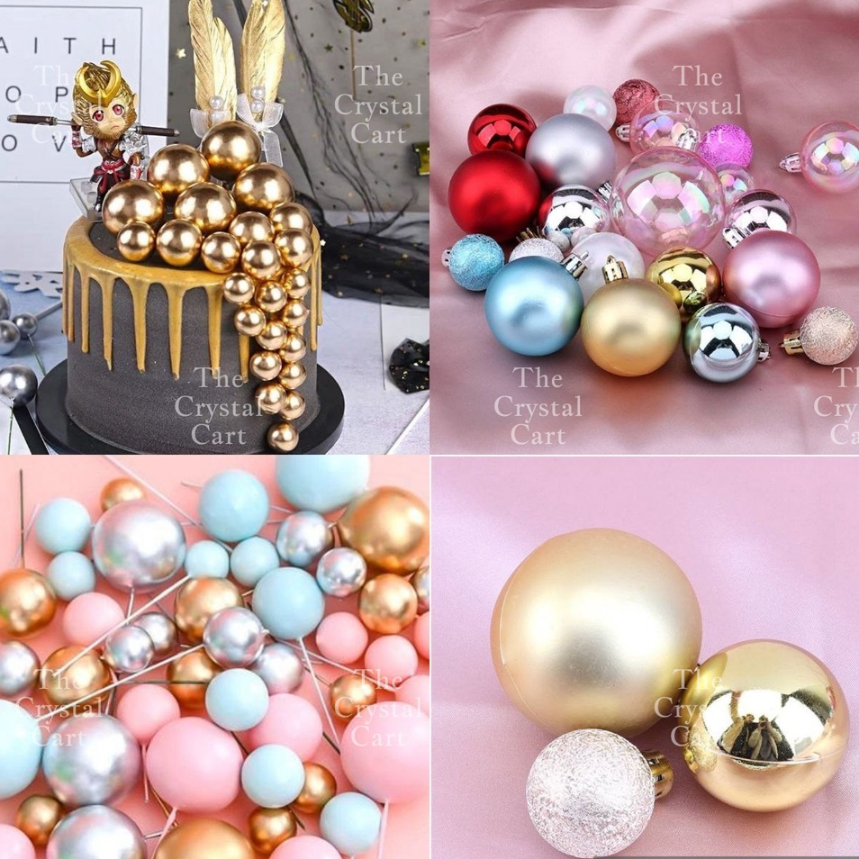 Balls Cake Topper Gold Silver Red Pink Blue Yellow Decoration Birthday ...
