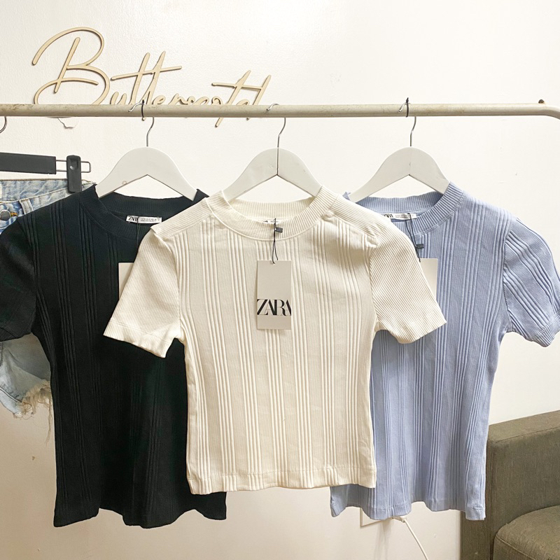 Zara Textured Ribbed Top (actual photo) | Shopee Philippines