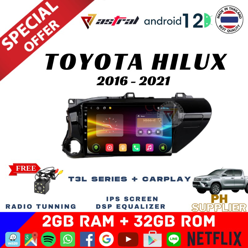 ASTRAL T3 SERIES CARPLAY 4GB+64GB TOYOTA HILUX 2016-2021 ANDROID HEAD UNIT | Shopee Philippines