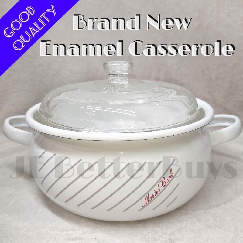 JAPAN SURPLUS ENAMEL CASSEROLE(BRAND NEW) WITH GLASS LID | Shopee ...