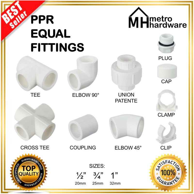 PPR White Fittings Elbow, Coupling, Tee, 1/2 3/4 1” SOLD PER PIECE ...