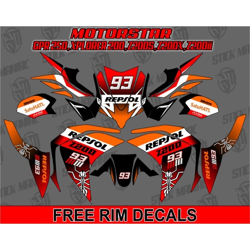 Motorstar GPR 250, Z200s, z200ii, xplorer, z200 full body decals ...