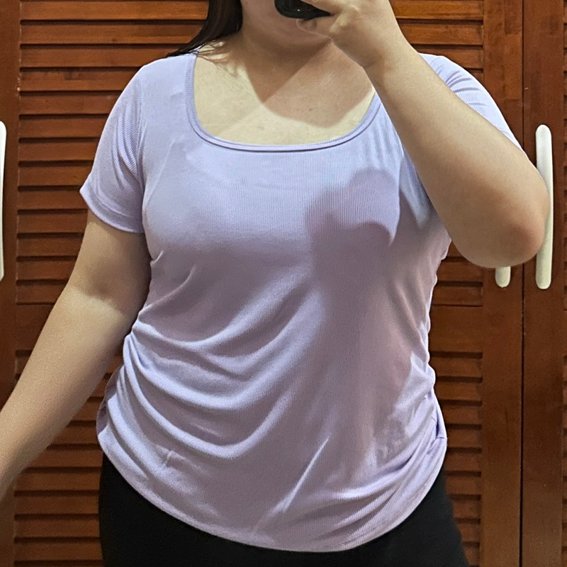 PLUS SIZE | SQUARE NECK KNITTED BASIC MINIMALIST FULL LENGTH BLOUSE TOP (fits up to 3XL ...