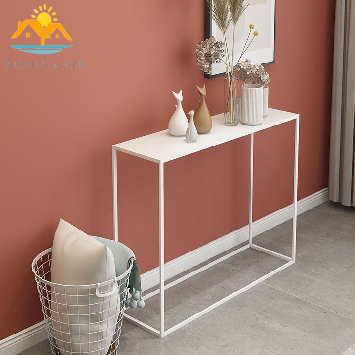 Iron Console Table Long Display Table White/Black Table Porch Decor ...