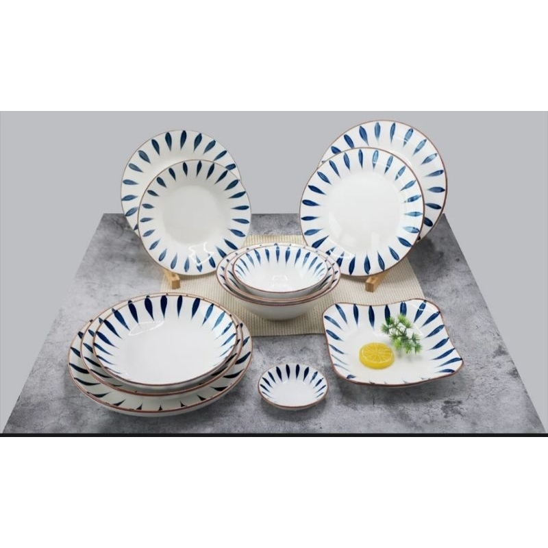 Happy Go Porcelain Blue Drops Dinnerware Bowl Plate | Shopee Philippines
