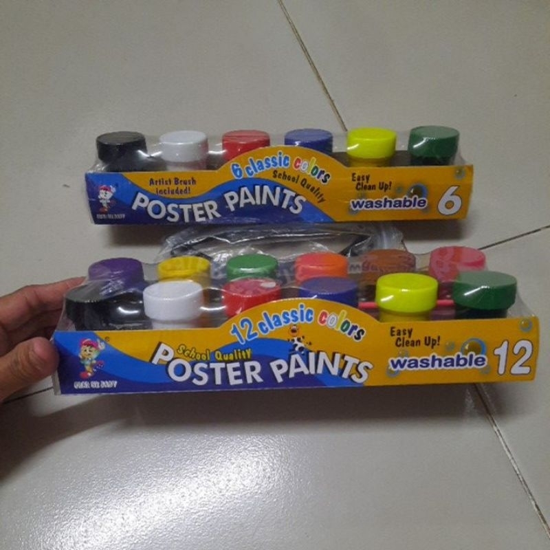 Poster Paint 6 & 12 colors (washable) | Shopee Philippines