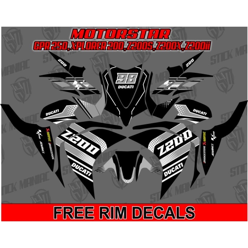 Motorstar GPR 250, Z200s, z200, z200ii, xplorer full body decals ...