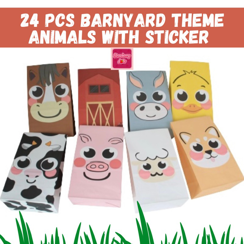 24pcs Barnyard Farm Animals Lootbags Farm Animals Birthday Party ...
