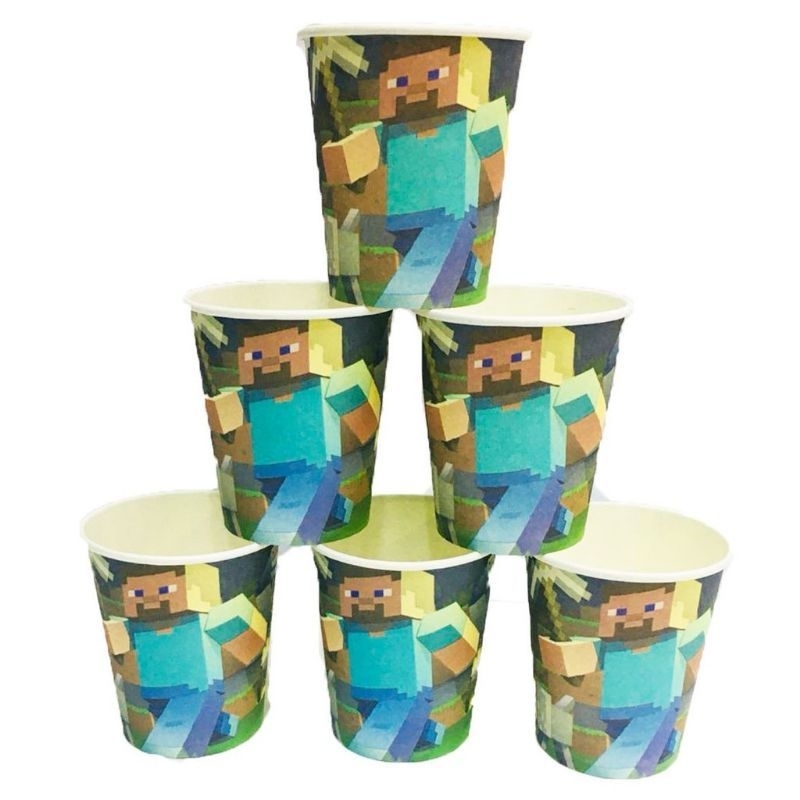 10pcs Character Paper Cups Coco.melon Minecraft Blippi Construction ...