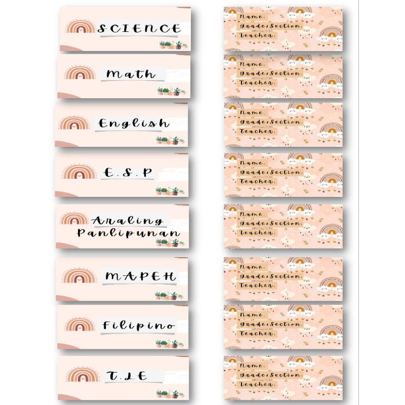 Boho style subject and name sticker set | Shopee Philippines