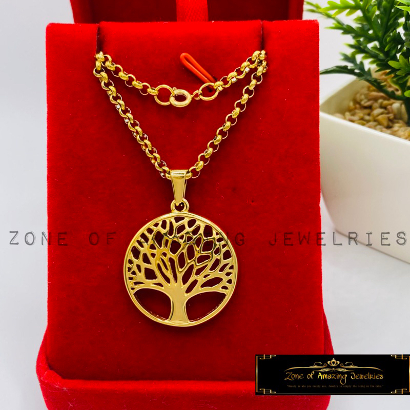 zoaj.ph Money Tree Necklace with Rolo Chain Round Lock | Shopee Philippines