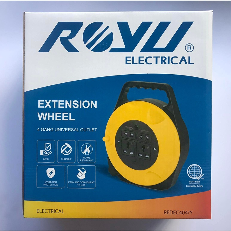 Royu 10 Meters Extension Wheel 4 Gang Universal Outlet (REDEC404/Y ...
