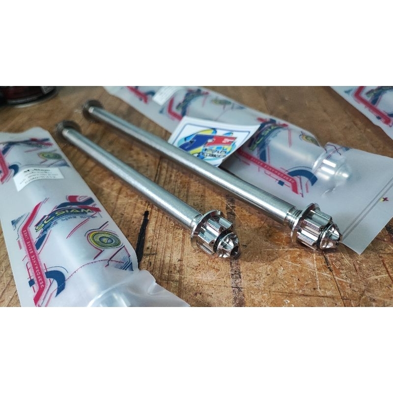 SC SIAM CNC FRONT AXLE SILVER STAINLESS FOR NMAX/AEROX/CLICK/BEAT FI ...