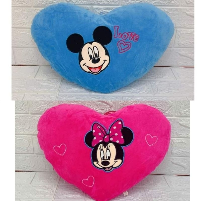 Mickey and Minnie Mouse Heart Shape Pillow Soft Plush | Shopee Philippines