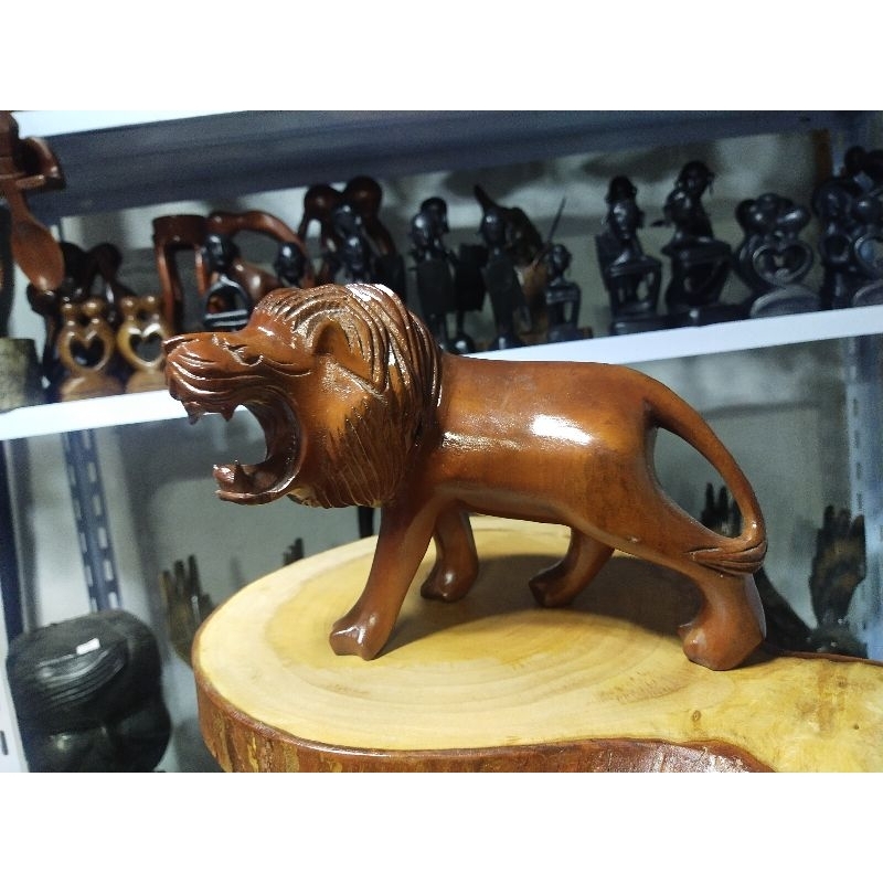 HAND CARVED LION- DISPLAY SCULPTURES | Shopee Philippines