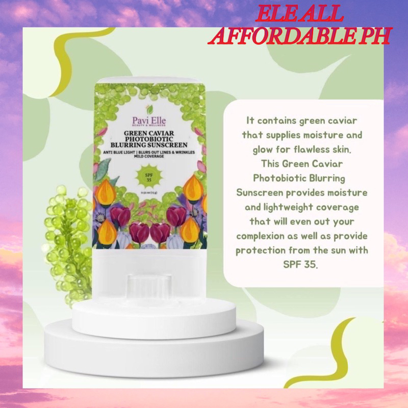 PAVI ELLE BEAUTY & WELLNESS Green Caviar Photobiotic Blurring Sunscreen ...
