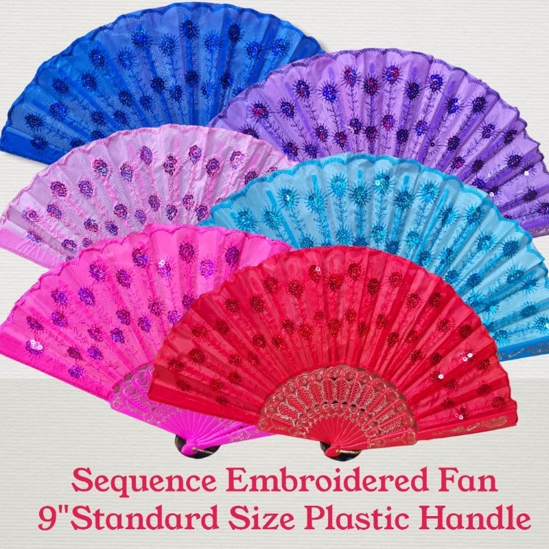Abaniko o Pamaypay Sequence Embroidered Design Plastic Handle Wedding ...