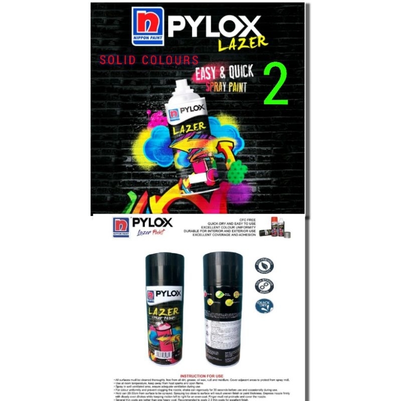 PYLOX LAZER NIPPON SPRAY PAINT ORIGINAL SOLID COLORS SPRAY PAINT PARA ...