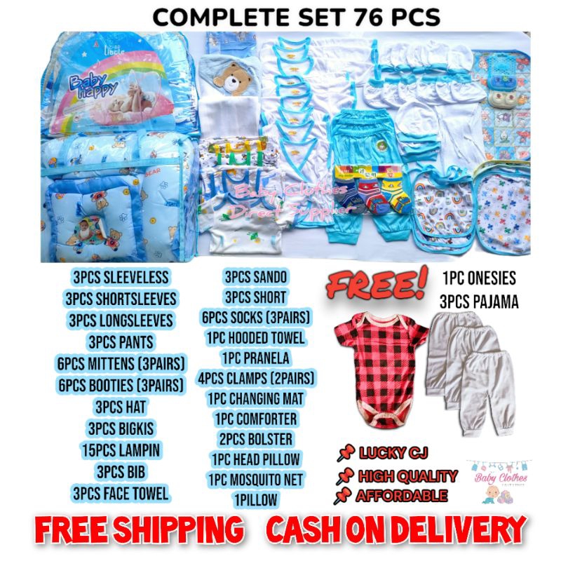 New Born Baby Clothes Complete Set Package 76pcs Lucky Cj 100% Cotton ...