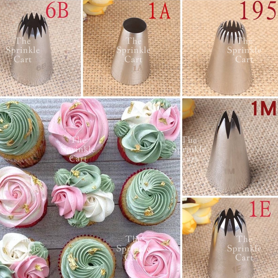 1M 2F 2D 6B 195 Nozzle Tip for Cake Icing Buttercream Pastry Decoration ...