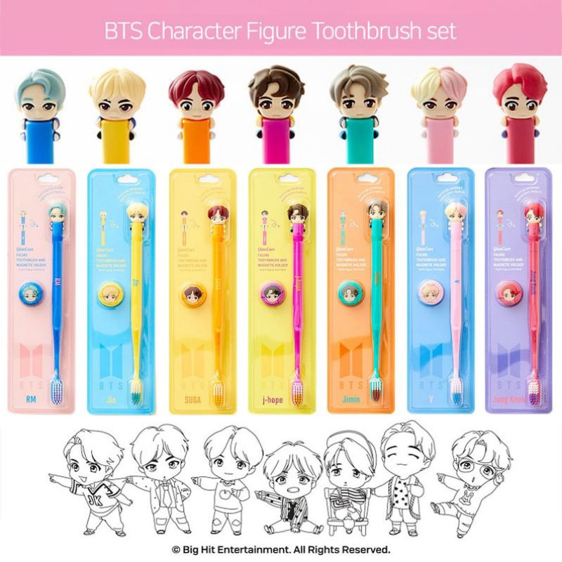BTS Official TINYTAN GlanCure Figure Toothbrush and Magnetic Holder ...