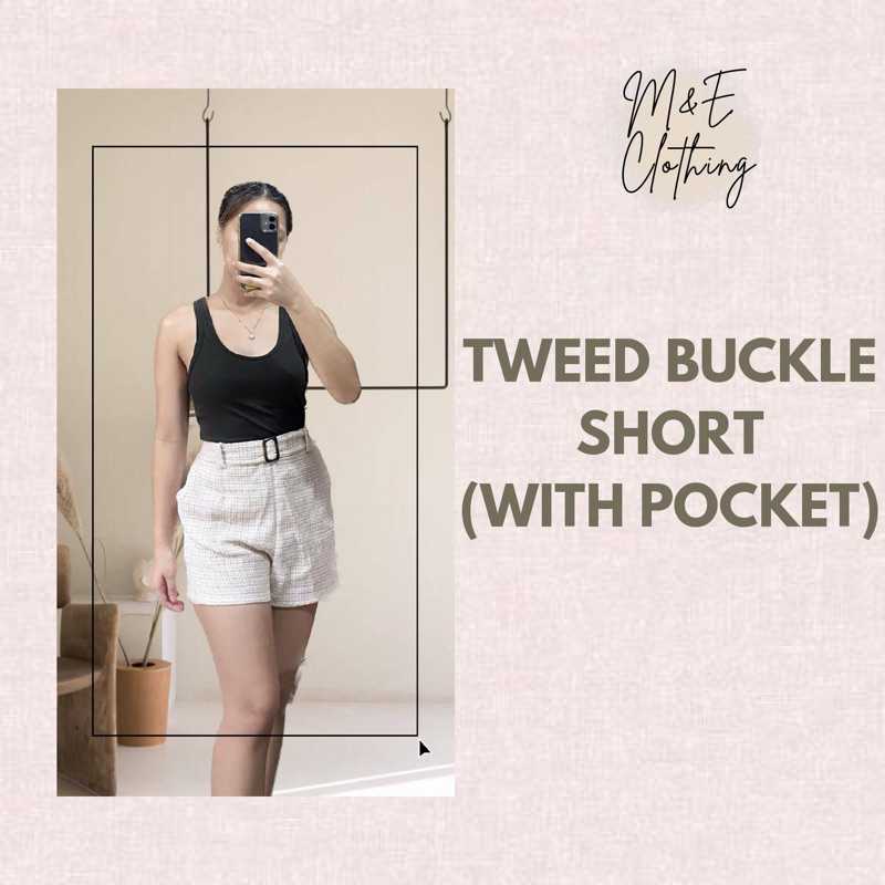 Tweed Buckle Short (w/ pocket) | Shopee Philippines