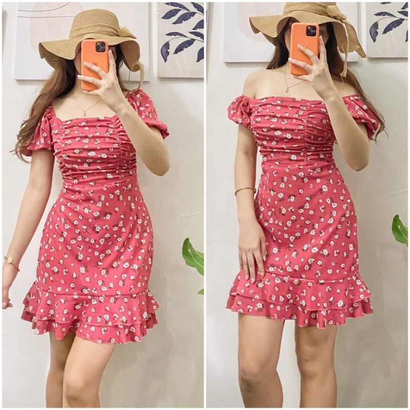 Dalmi Floral Puff Sleeve Dress | Shopee Philippines