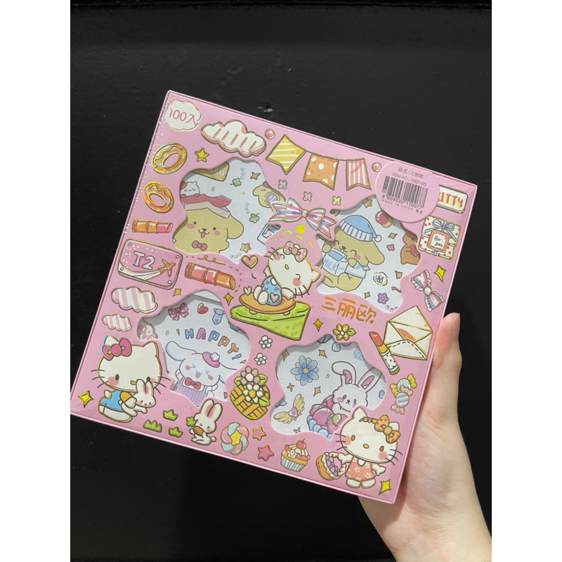 100 Pcs Sanrio Characters Box Cute Cartoon Stickers Diary Stationary ...