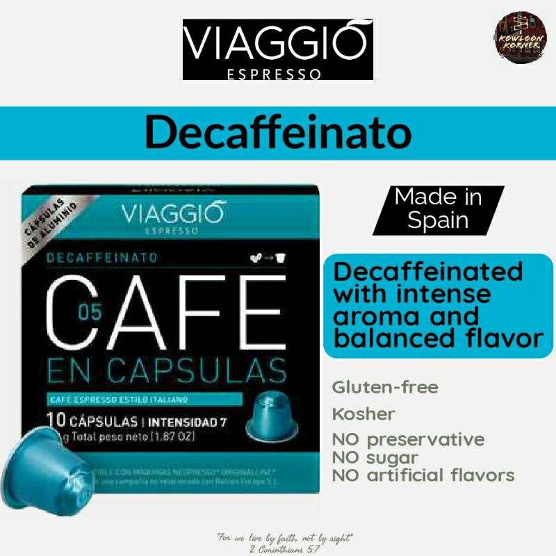 Viaggio Nespresso Capsule Decaffeinato (10 Capsules) Coffee Product of ...