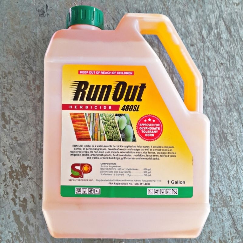 RUN OUT 480 SL HERBICIDE (1 GALLON) SIMILAR TO GRASS ZERO / ROUND UP ...