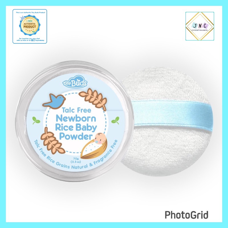 Tiny Buds New born rice baby powder with puff 70g | Shopee Philippines