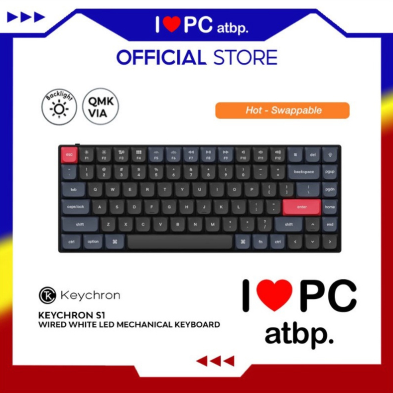 Keychron S1 QMK Custom Mechanical Keyboard (75% Layout, Wired, White ...