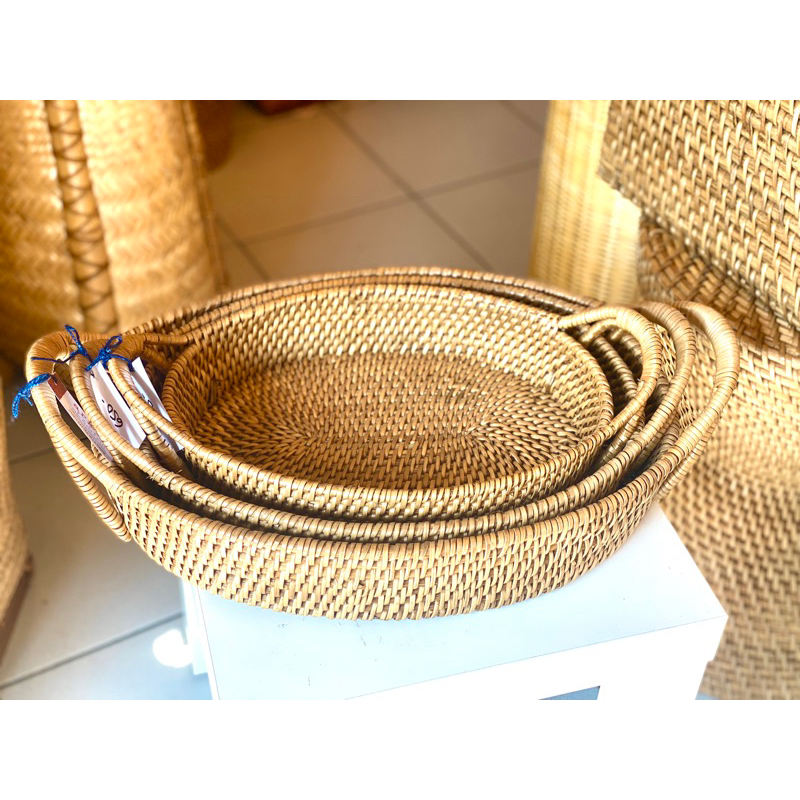 Handwoven rattan | Labtang oval tray with handle | Shopee Philippines