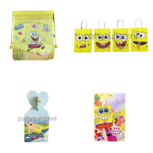 Spongebob Theme Kiddie Party Lootbags/ Paper Bags/ Drawstring Bags ...