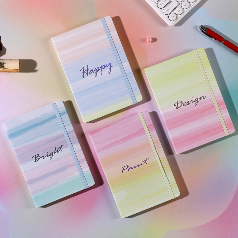 Watercolor Gradient A5 Hardbound Notebook Journal with Garter Pastel ...