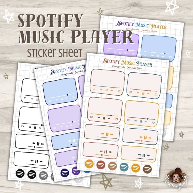 Spotify Player Functional Sticker Set 14 in 1 for Journal Planner Bujo ...