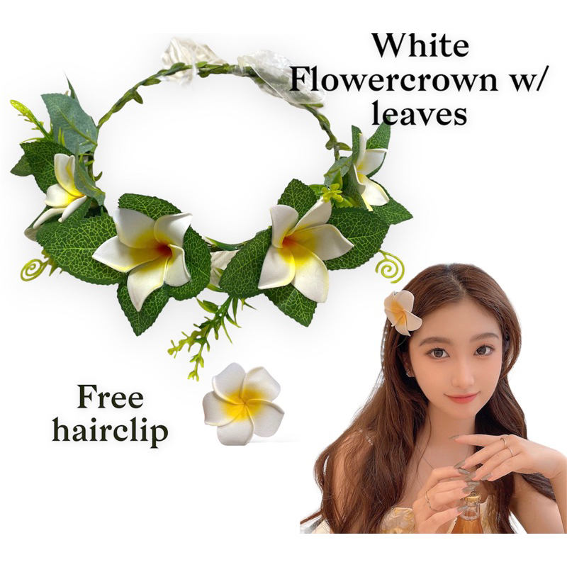 flower crown plumeria summer hawaiian theme wedding headress tiara ...