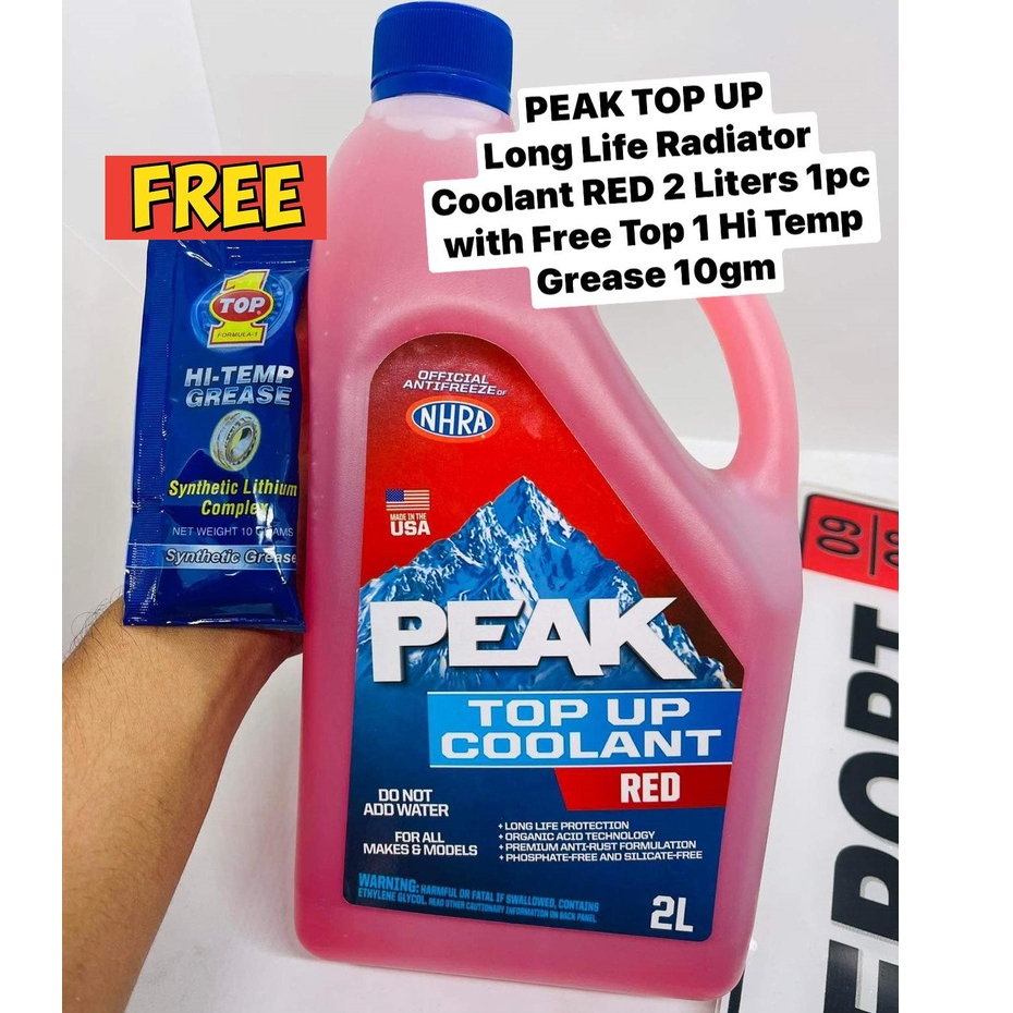 PEAK Top Up Long Life Radiator Coolant Red 2 Liters 1PC | Shopee ...